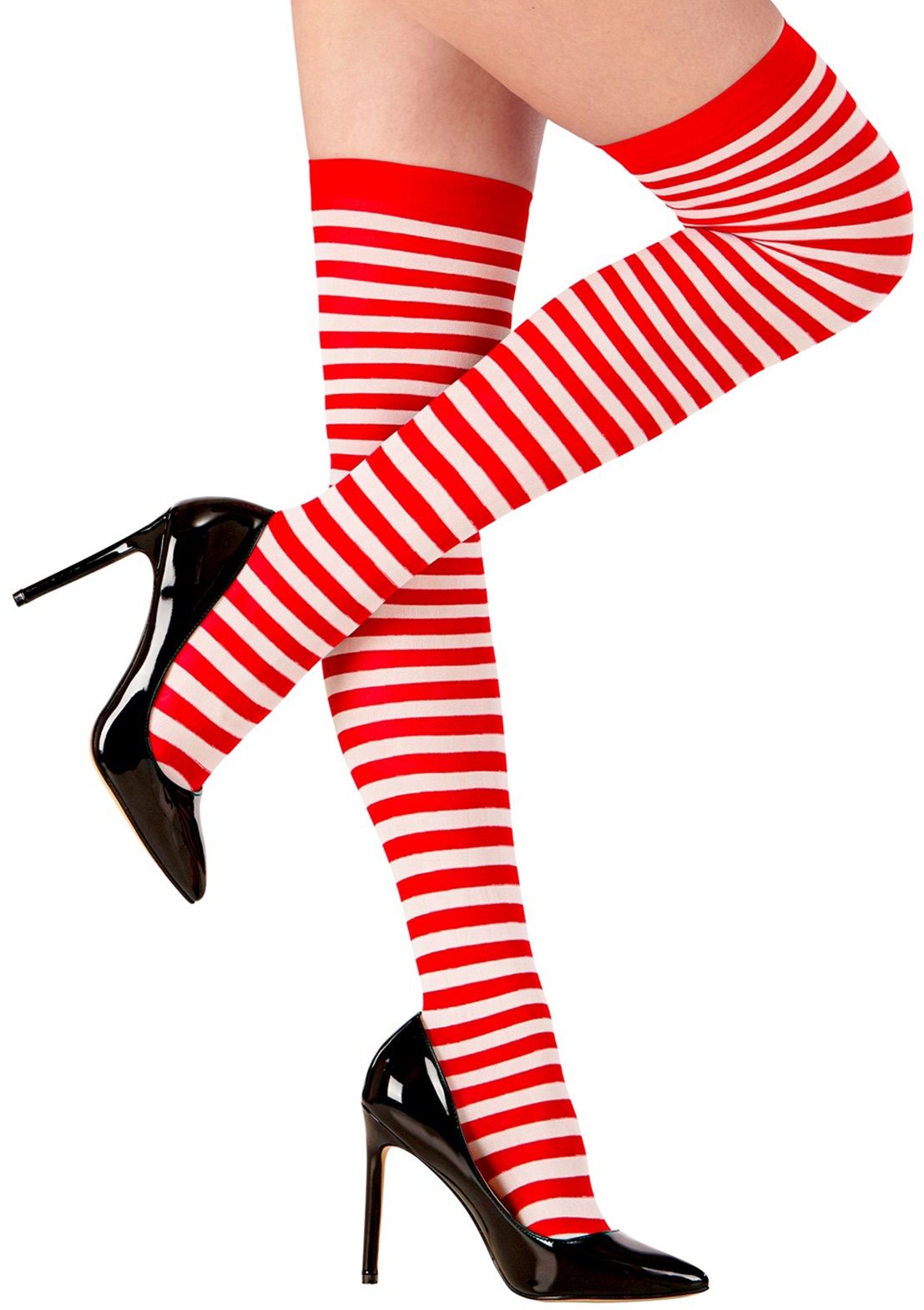 Rood wit gestreepte kerst kniekousen | Feestkleding.nl